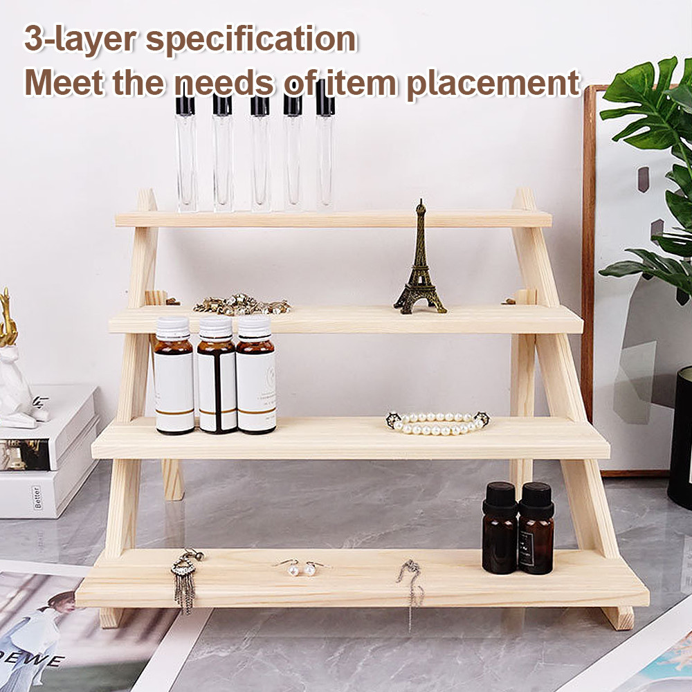 Wooden Multi-Layer Storage Display Rack Storage Rack Solid Wood Ladder ...