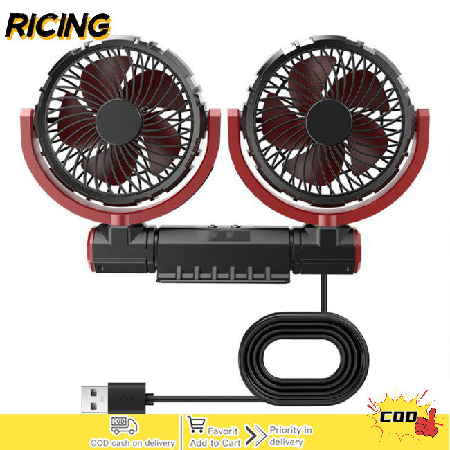 RAM Car USB Cooling Fan 360 Degree Rotatable Dual Head Desk Fans With ...