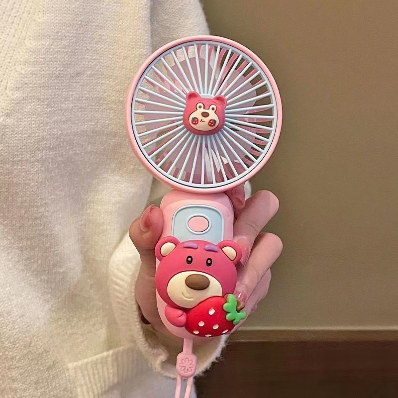 Strawberry Bear Portable Handheld Small Fan Cute High-value Fan ...