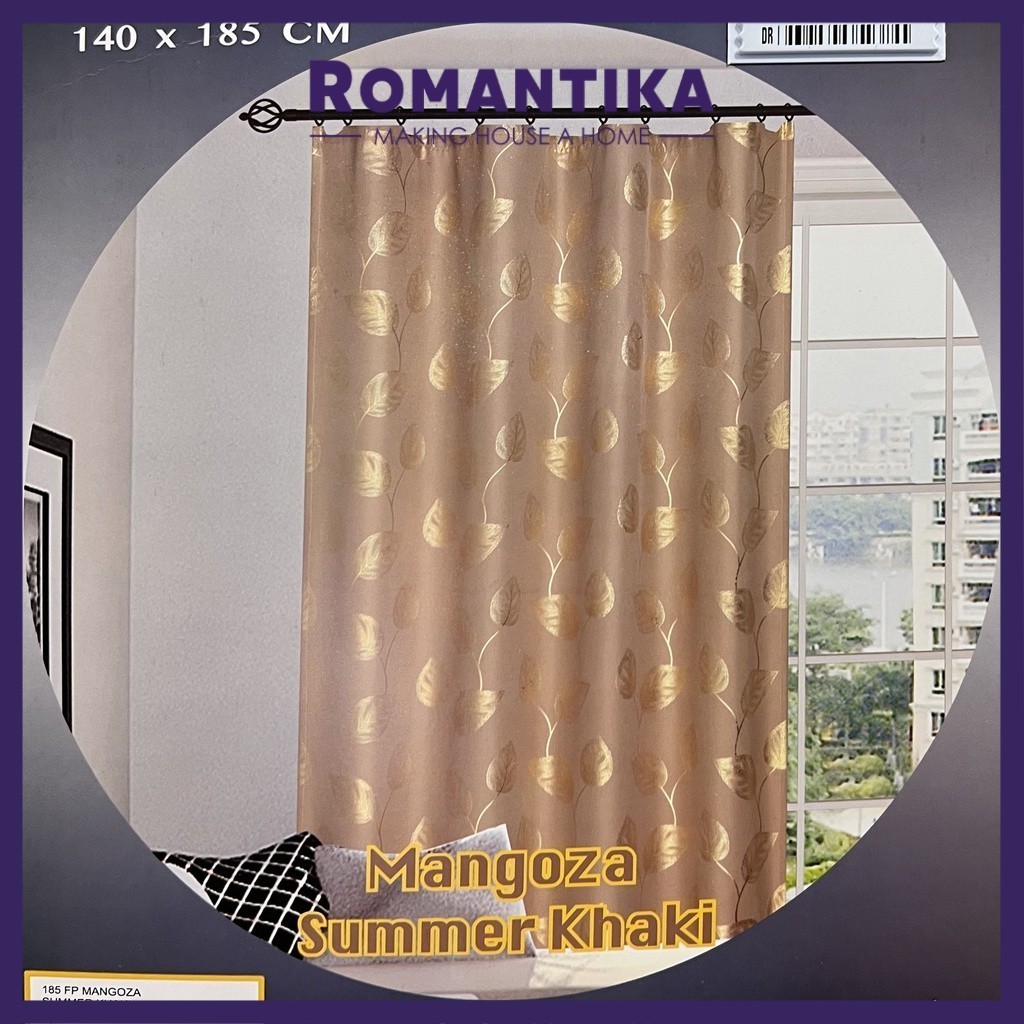 Romantika Loren Viral Curtain French Pleat Hook SUMMER KHAKI Fabric ...