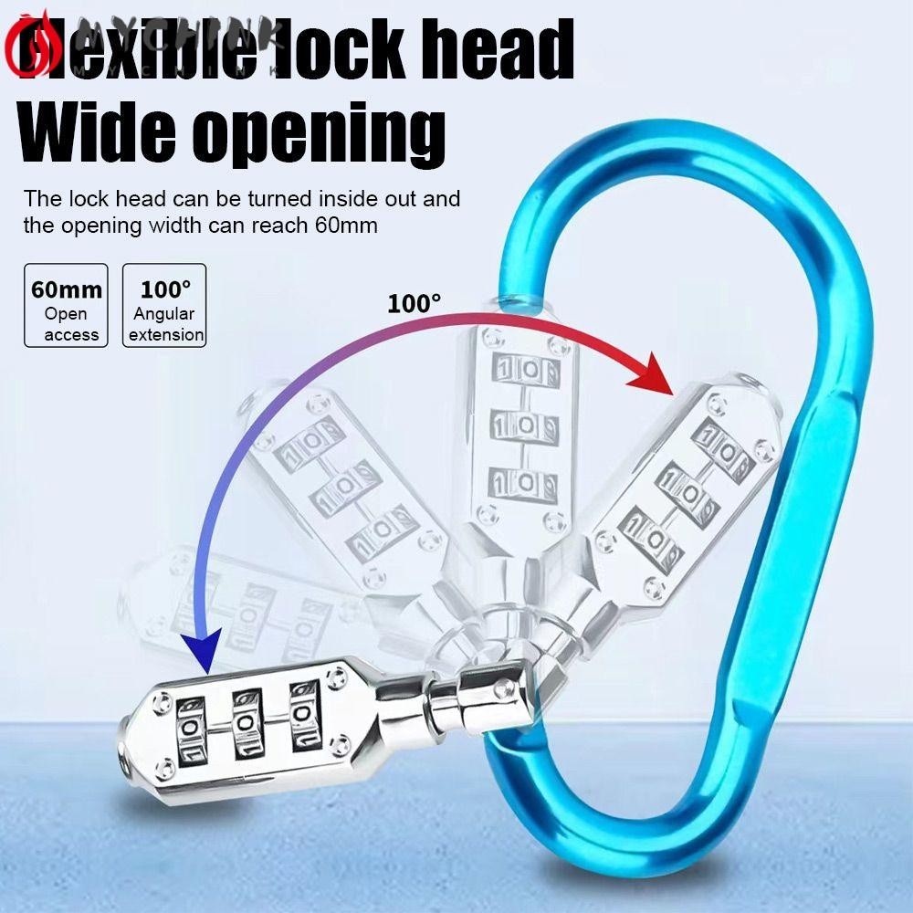 CHINK Carabiner Combination Lock Sturdy Universal Password 3-digit ...
