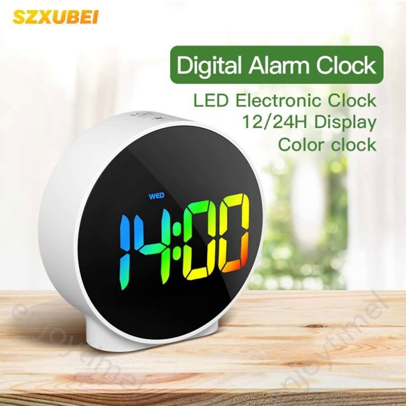 Colorful Alarm Clock Desk Clock Memory Function 12 24H LED Digital ...