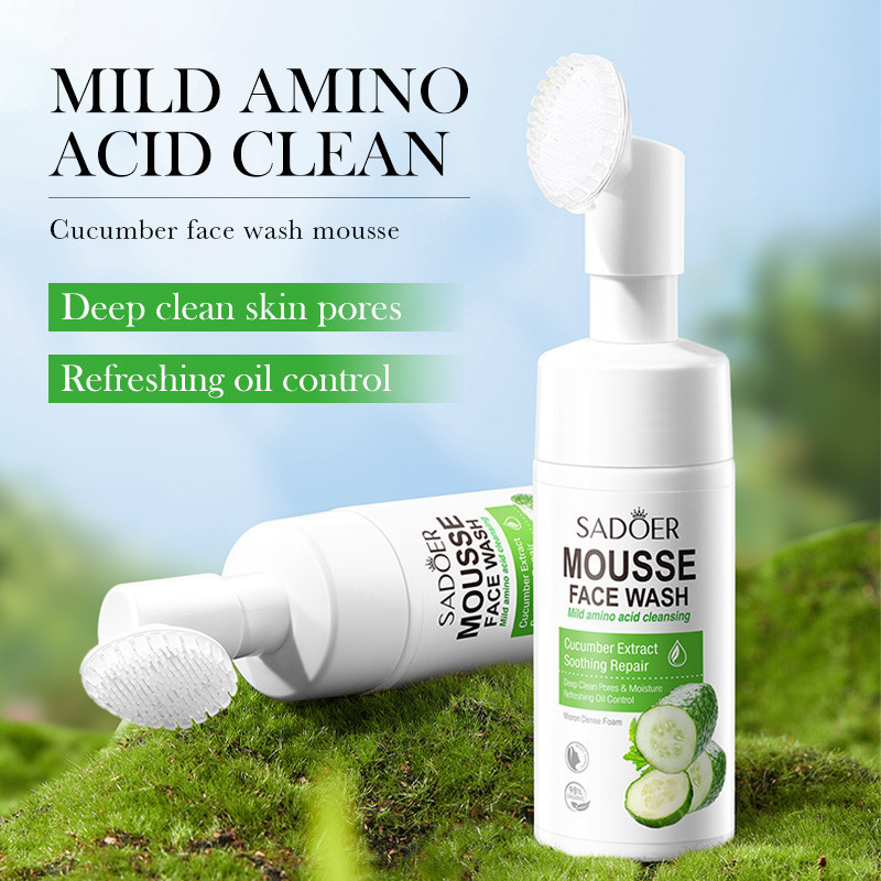 ROREC SADOER Cucumber Mousse Face Wash Amino Acid Deep Clean Pores Moisturizing Foam Cleanser ...