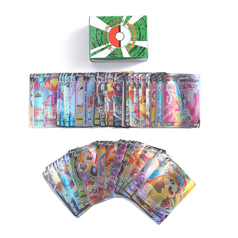 100Pcs Cartas Pokemon Cards Kawaii Pikachu PVC Game Collector Laser ...