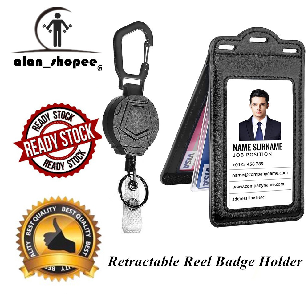 Retractable Reel Badge Holder with Double Side Clear Window Easily ...