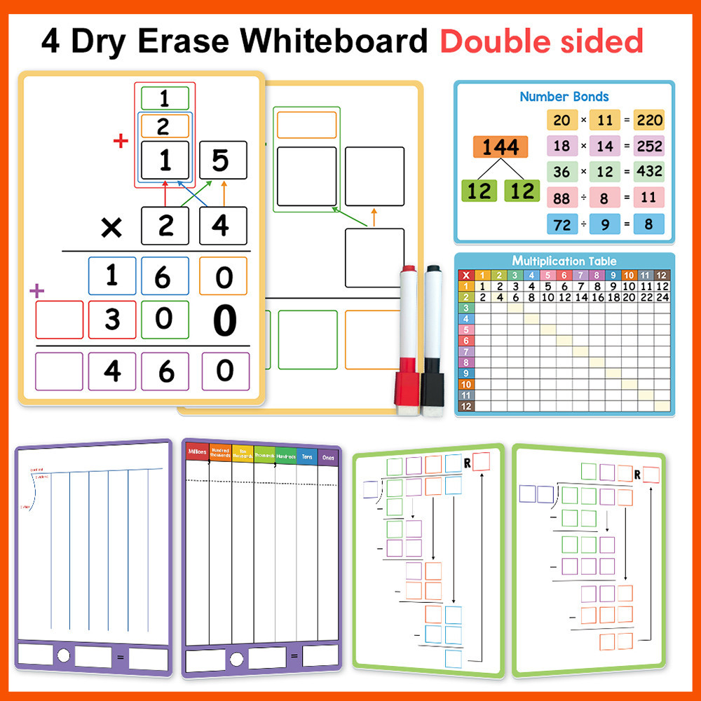 Dry Erase Division & Multiplication Chart White Board, Double Side ...