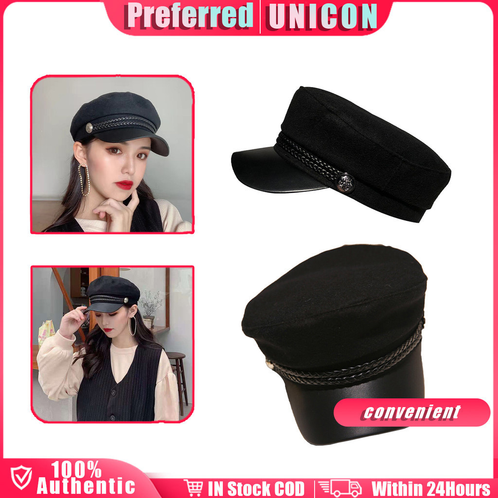Sailors Cap Sailor Cap Unisex Plain Black Flat Beret Cap Navy Hat Beret ...