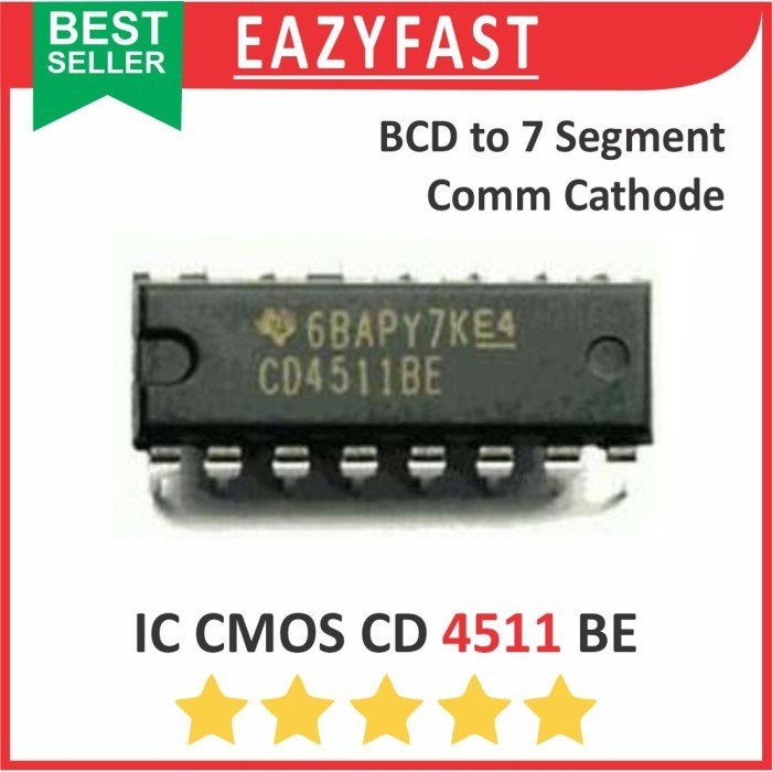 Ic CMOS CD 4511 BE DIP BCD to 7 Seven Segment CC Common Cathode Cathode CD40160BE CD40106 ...
