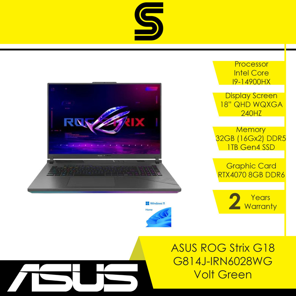 ASUS ROG STRIX G18 G814J-IRN6028WG 18 QHD WQXGA 240HZ/I9-14900HX/32GB ...