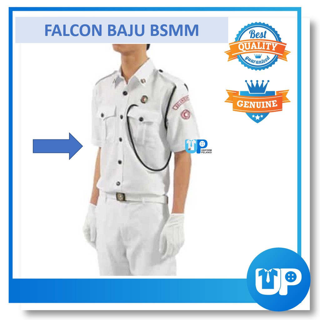 Falcon BSMM PBSM Uniform Cotton Baju Kemeja Putih Lengan Pendek Seragam Kokurikulum Sekolah ...