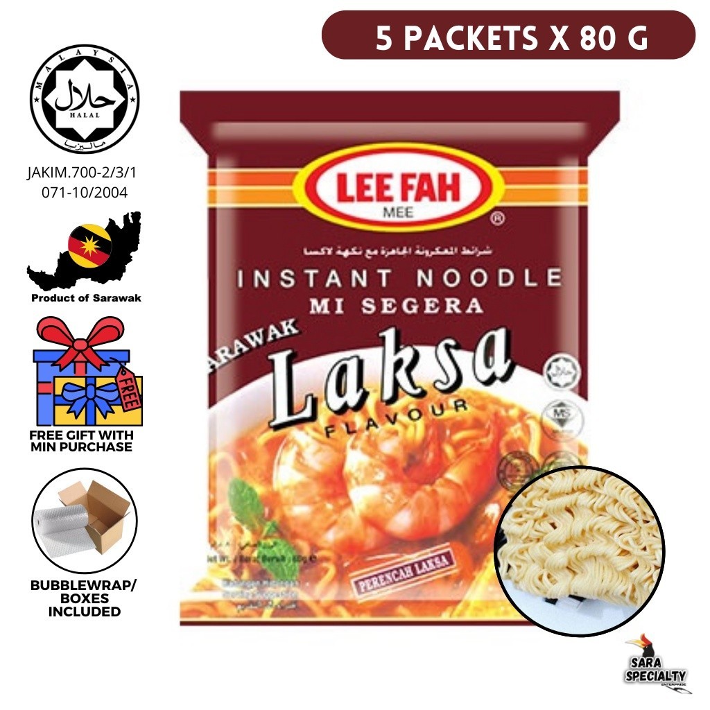 5 sets x 80g Sarawak Laksa Instant Noodle / Mee Segera Laksa Sarawak ...
