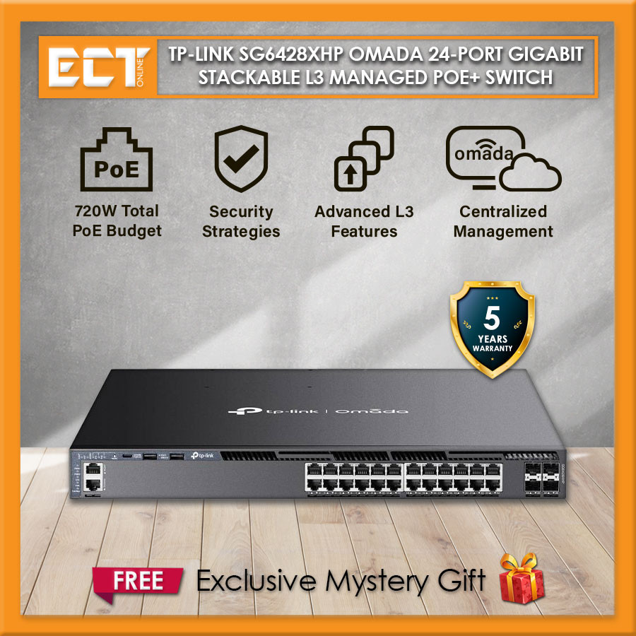 Tp Link Sg6428xhp Omada 24 Port Gigabit Stackable L3 Managed Poe