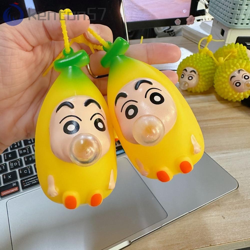 KENTON Banana Crayon Shin-chan Squeeze Toy, Spit Bubble Pinching Durian ...