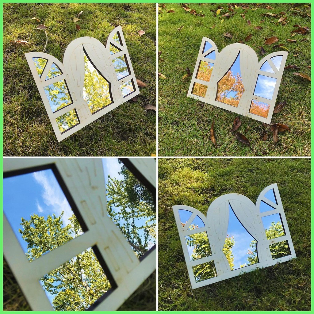 Window Wall Decal Arched Wood Acrylic Faux Window Pane Back Adhesive ...