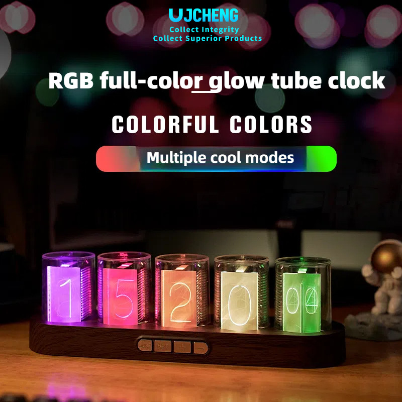 RGB Glow Tube Clock Desktop Creative Ornament Digital Clock | Shopee ...