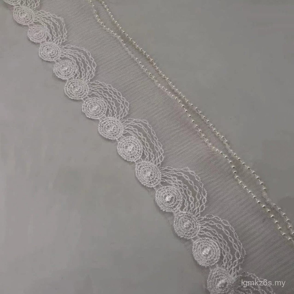 Tirai Lace Tepi Tepi Sisi Putih Mutiara Lace Sheer Patchwork Lebar Tepi ...