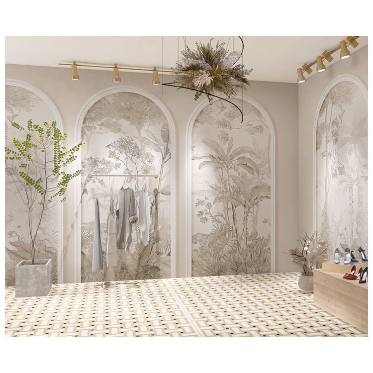 Custom wallpaper mural French jungle cream style wallpaper with high ...