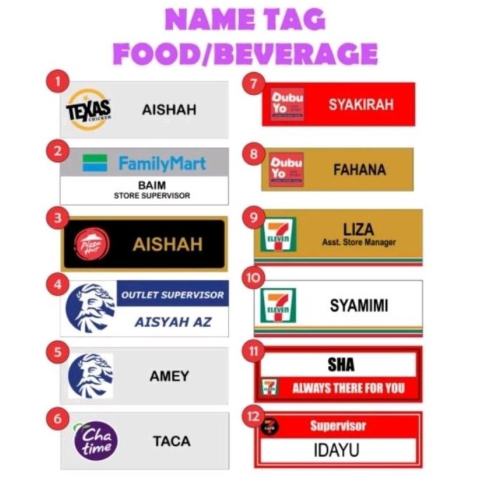 Name Tag Food & Beverage | Shopee Malaysia