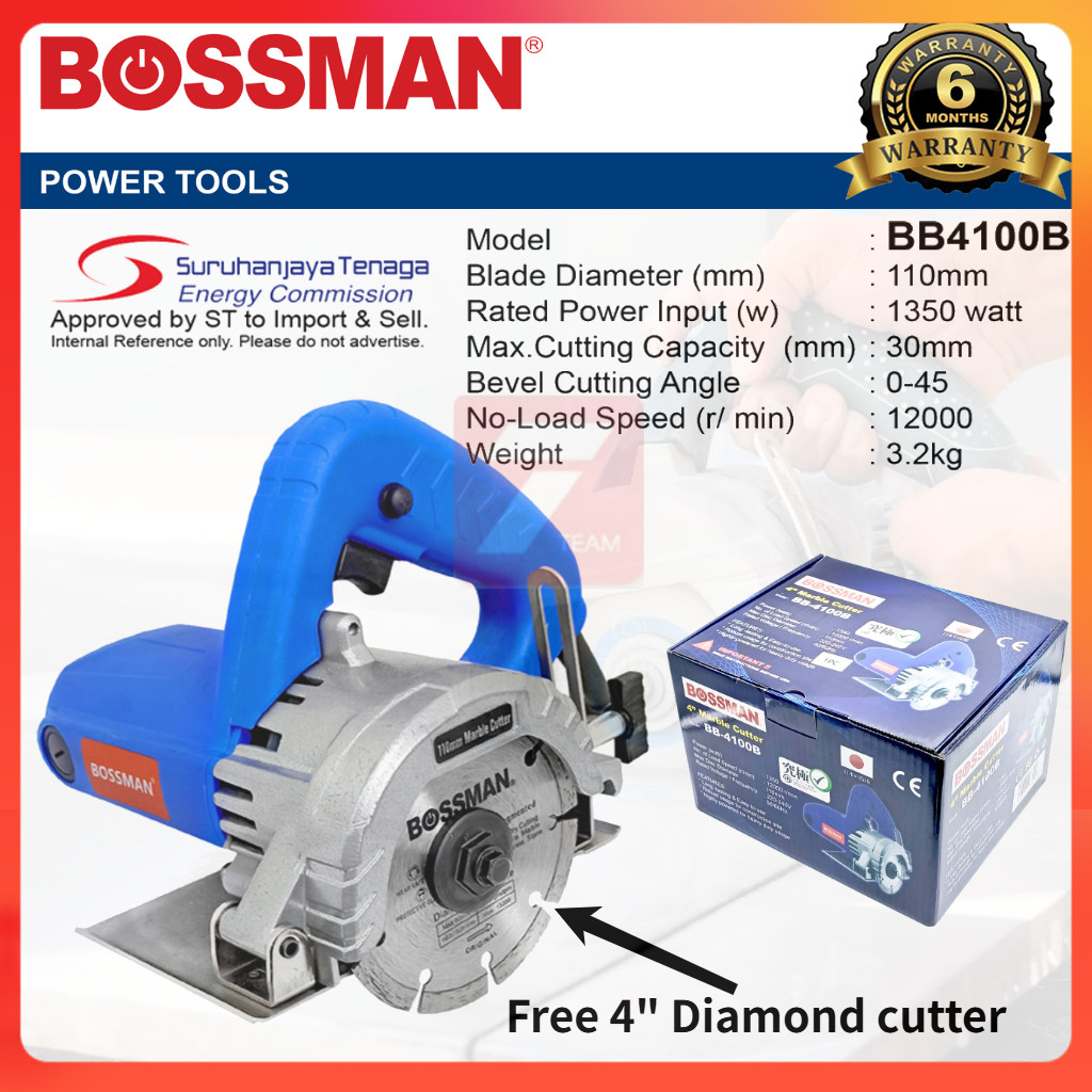BOSSMAN BB-4100B 4" l Marble Cutter l Wood Marble Cutter Ceramic Tile ...