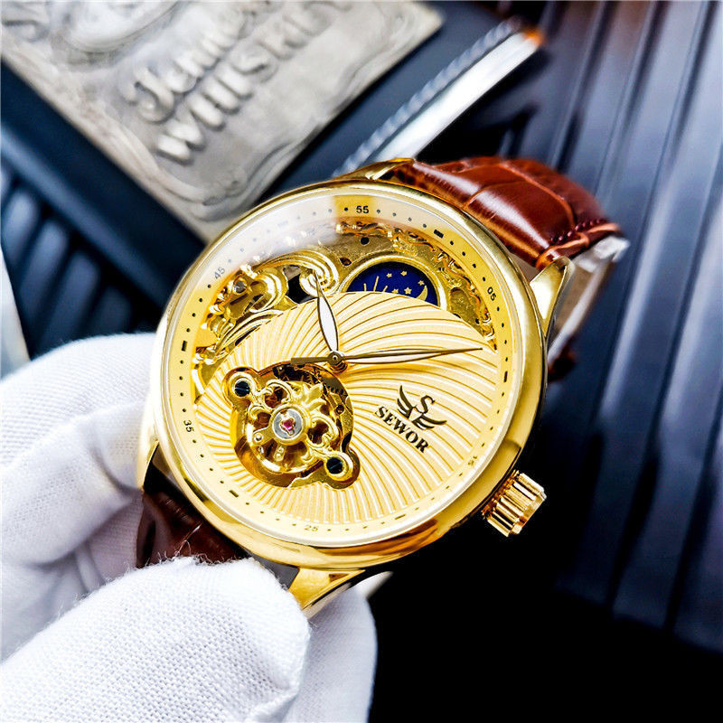 [Official Authentic] Automatic Men's Mechanical Watch Luminous Moon ...