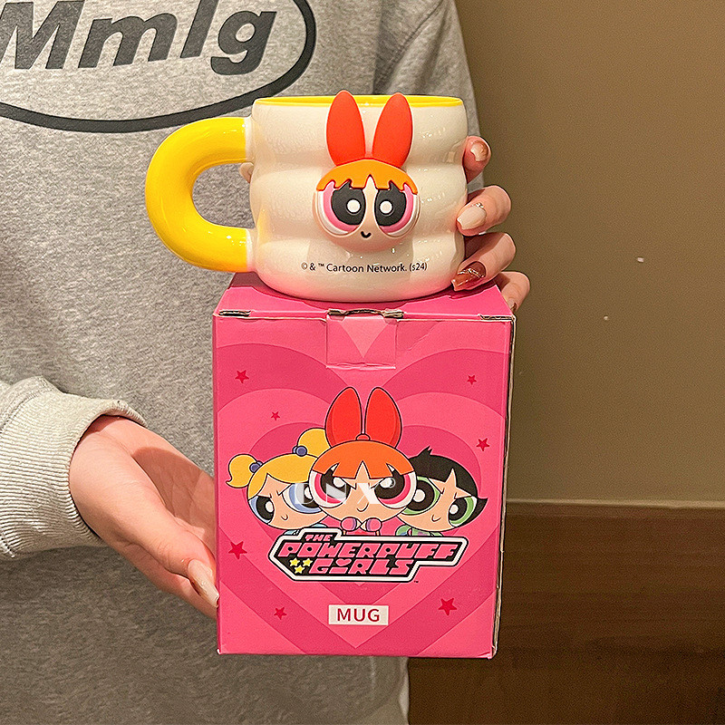 0MUP Cute Water Cup Powerpuff Girls Mug Household Magnetic Girls ...