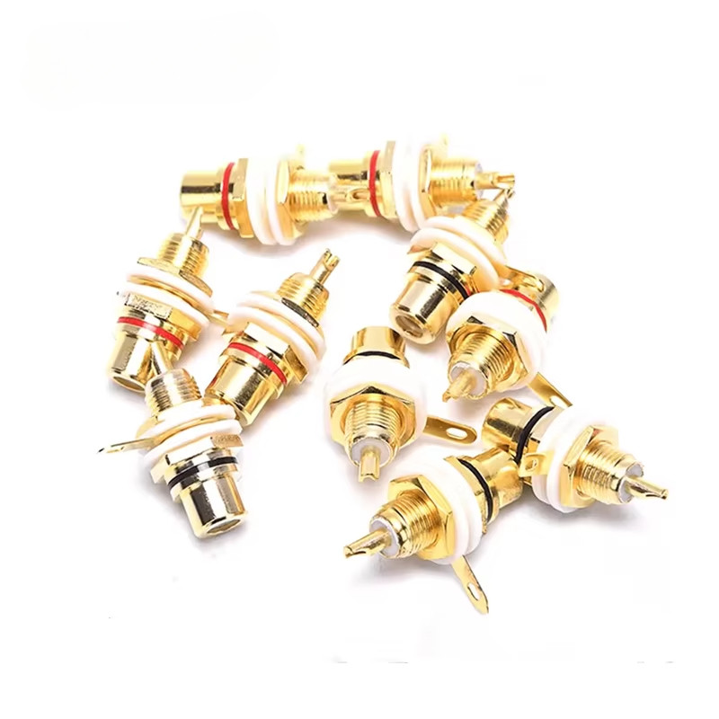 RCA Female Socket Connector Chassis Panel Mount Adapter Audio amplifier ...