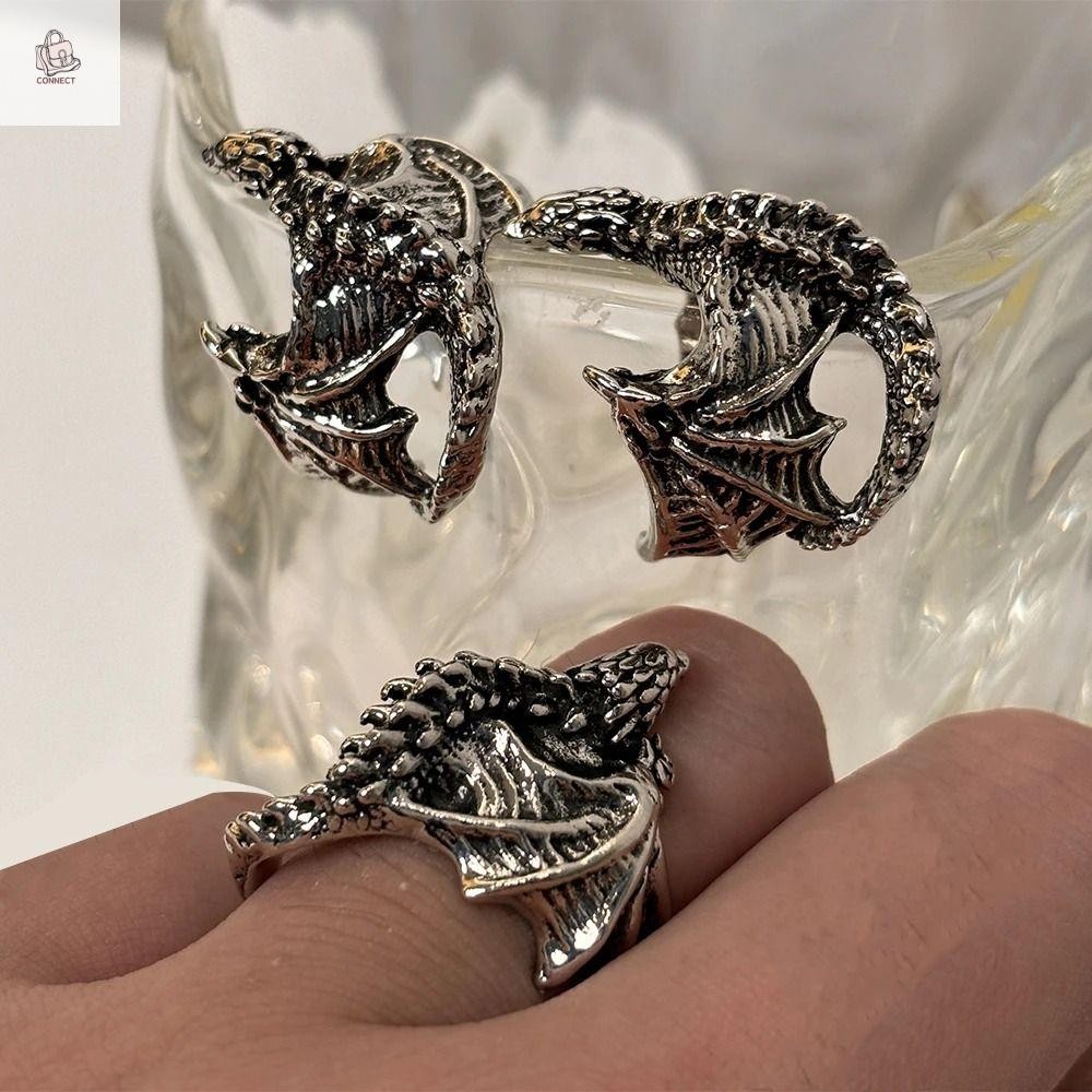CONNECT Dragon Rings, Punk Style Vintage Pterosaur Wings Ring ...