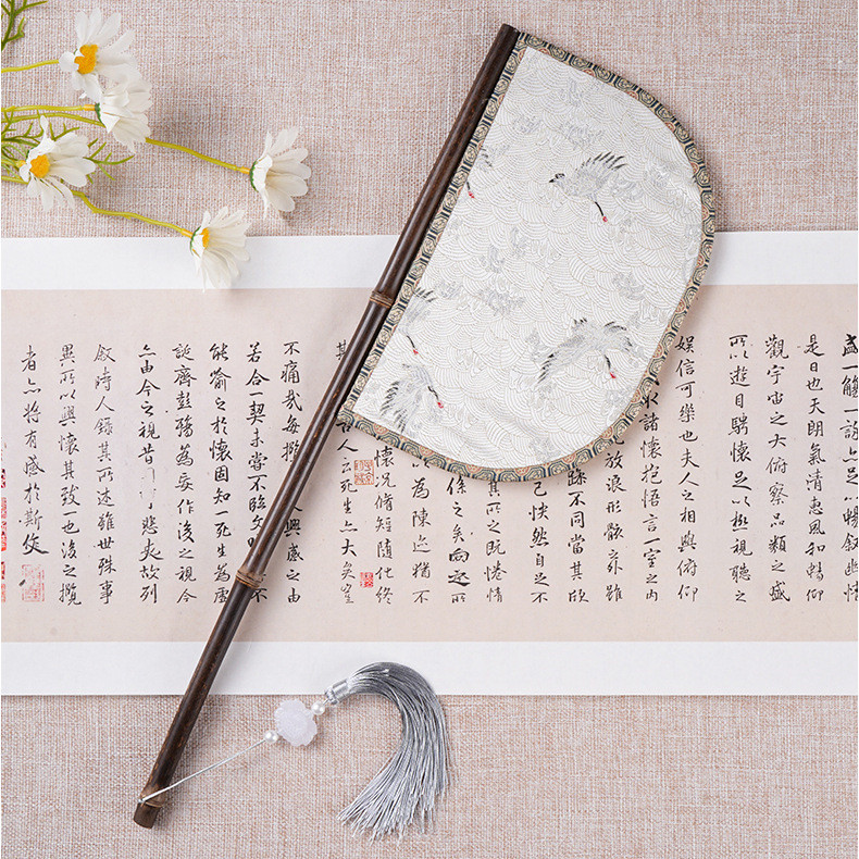 [7077 People Collection] Knife Fan Poop Fan Ginkgo Leaf Purple Bamboo ...