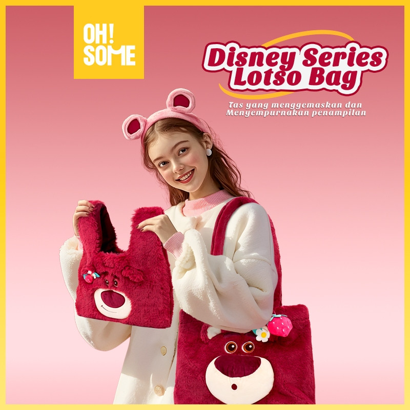 【OHSOME X Disney】- Egradable Lotso Plush Pink Hand Bag/Tote Bag Disney ...