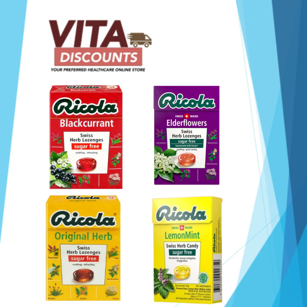 RICOLA ORIGINAL / BLACKCURRANT / ELDERFLOWER / LEMONMINT SUGAR FREE 40G | Shopee Malaysia
