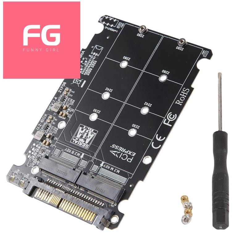 2 in 1 M.2 NVMe SATA U2PCB M.2 NVME SSD Key M Key B SSD to U.2 SFF-8639 Adapter PCIe M2 ...