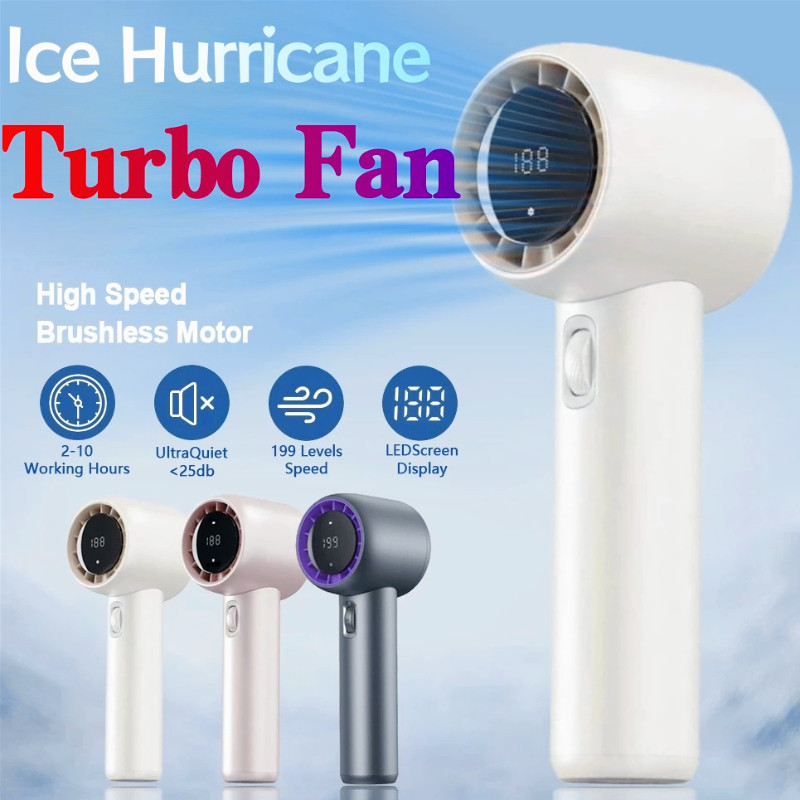 Super Power 100 Speed Handheld Fan Ice Feeling Hurricane Portable Fan ...