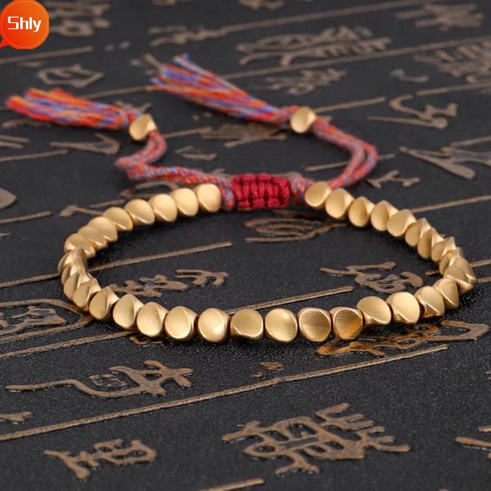 SHLY Healing Luck Bracelet, Gold Ball Buddha Tibetan Copper Beads ...