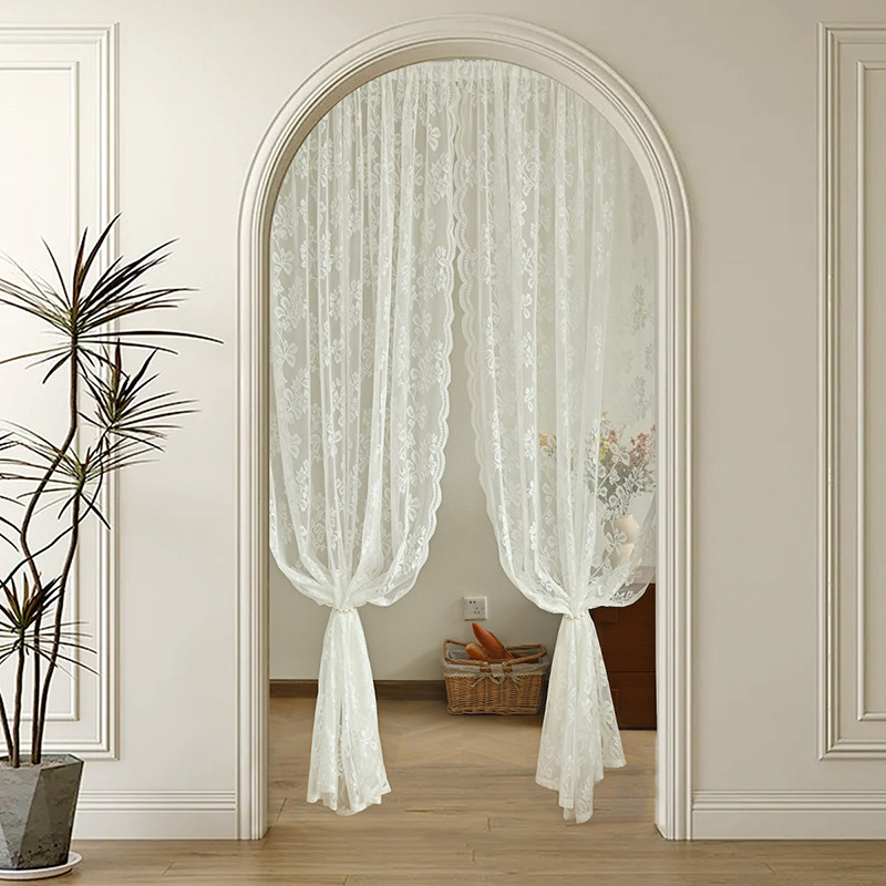 Retro Romantic White Lace Curtain Living Room Partition Curtain Home ...