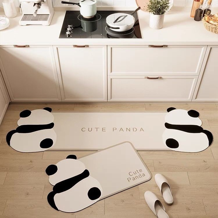 Cartoon Panda Kitchen Floor Mat Diatomite Waterproof and Oil-proof ...