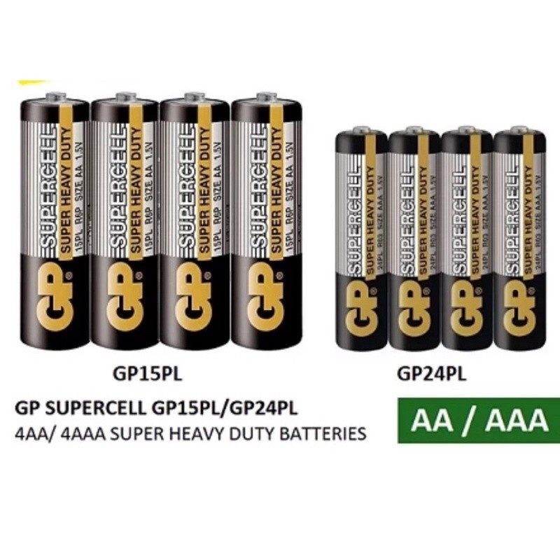 GP RECYKO SUPERCELL / SUPER HEAVY DUTY BATTERY / 4AA (GP15PL ) / 4AAA ...