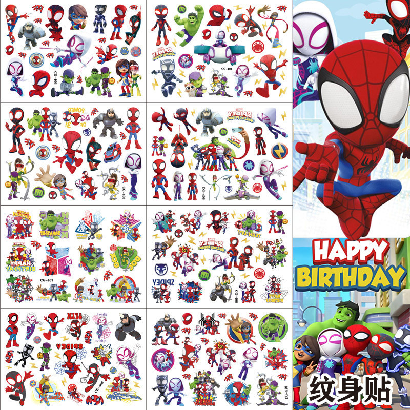 Spiderman Tattoo Sticker Q Version Spiderman Tattoo Sticker Little ...