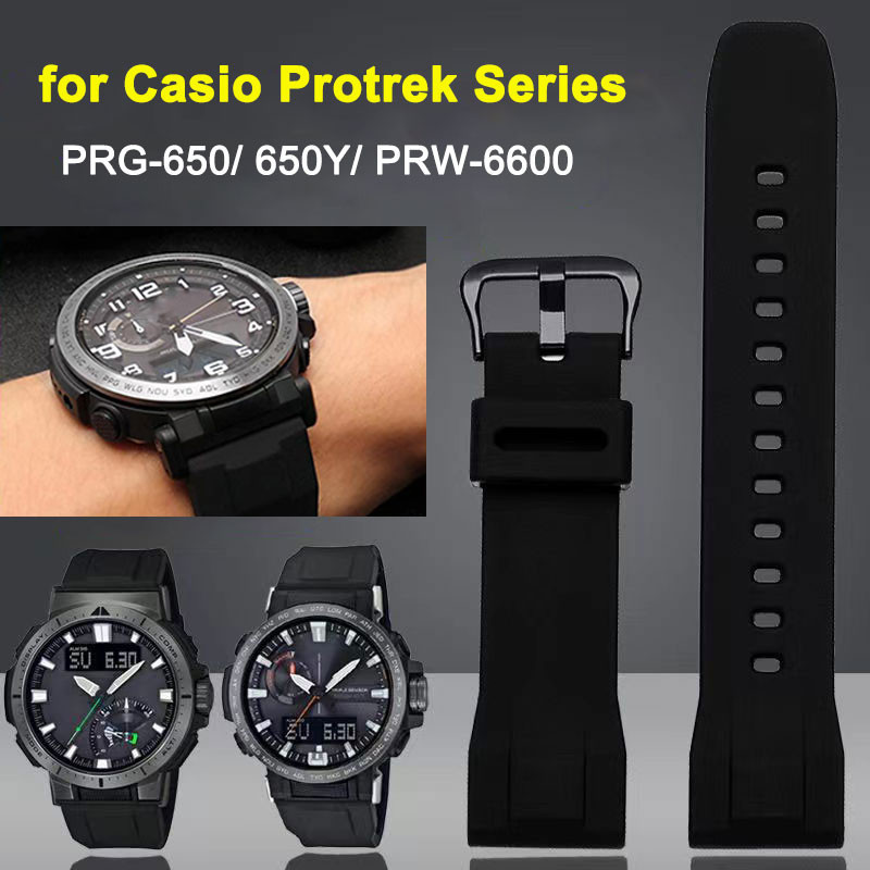 24mm Silicone Rubber Watch Strap for Casio Protrek Series PRG-650 650Y ...