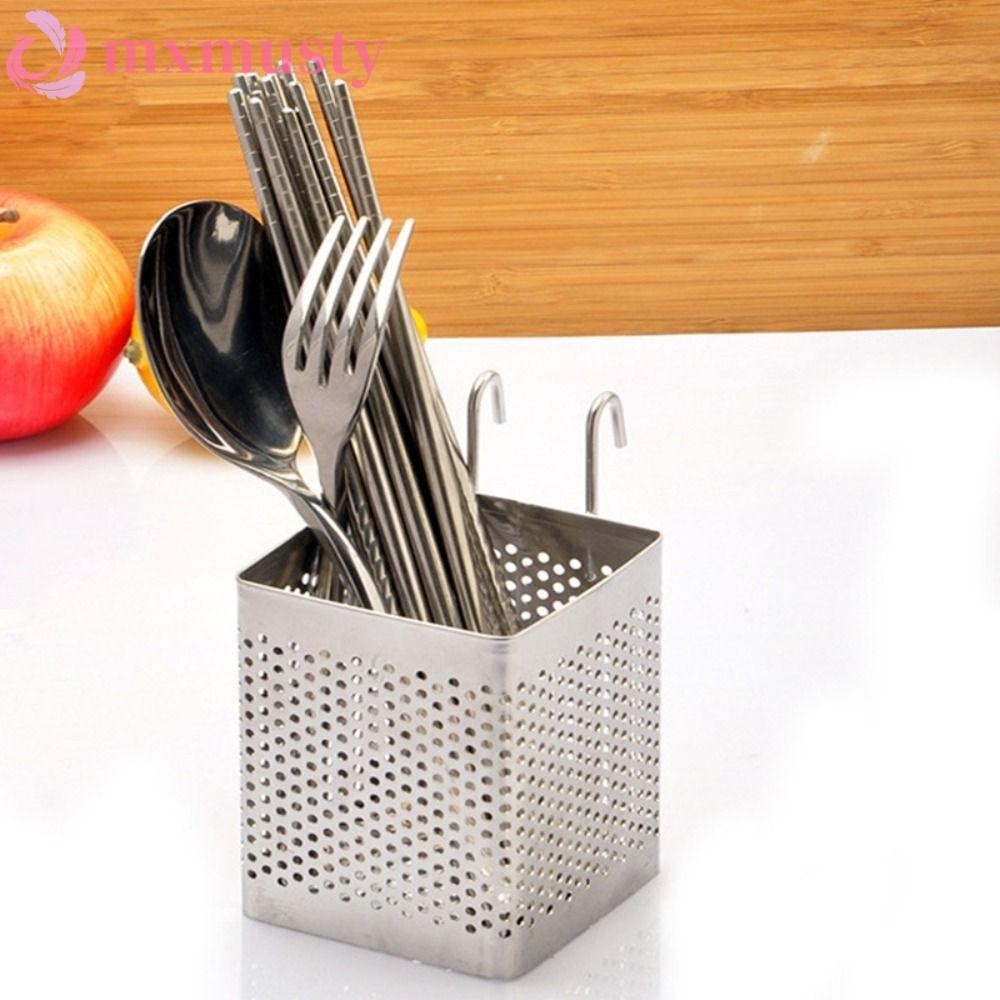 MXMUSTY Cutlery Drying Basket, with Hooks Silver Stainless Steel ...