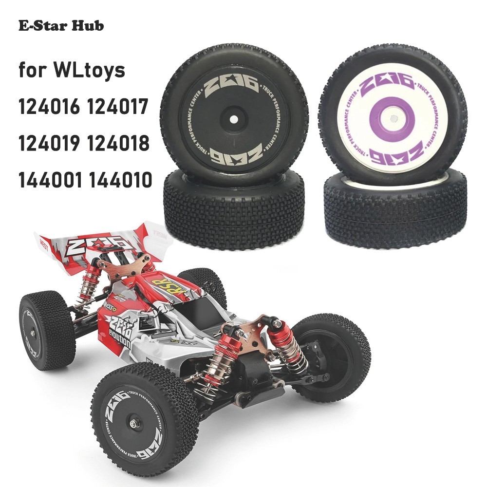 RC Car Wheels Orginal Front Rear Tires With 12 Hex For WLtoys 124016 ...