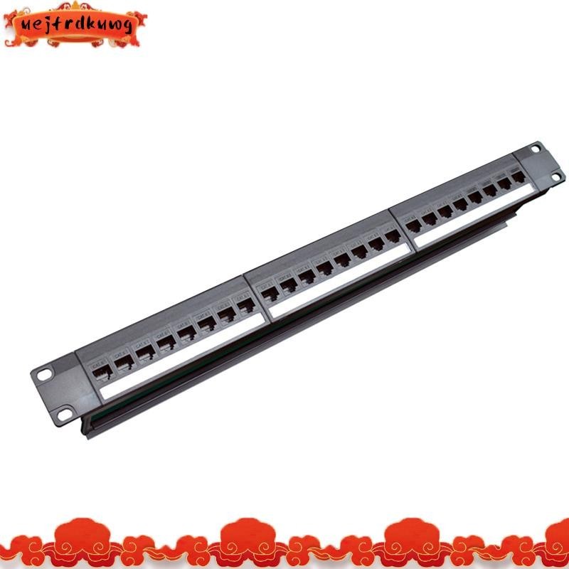 19Inch 1U Cabinet Rack Pass-Through 24 Port CAT6 Patch Panel RJ45 ...