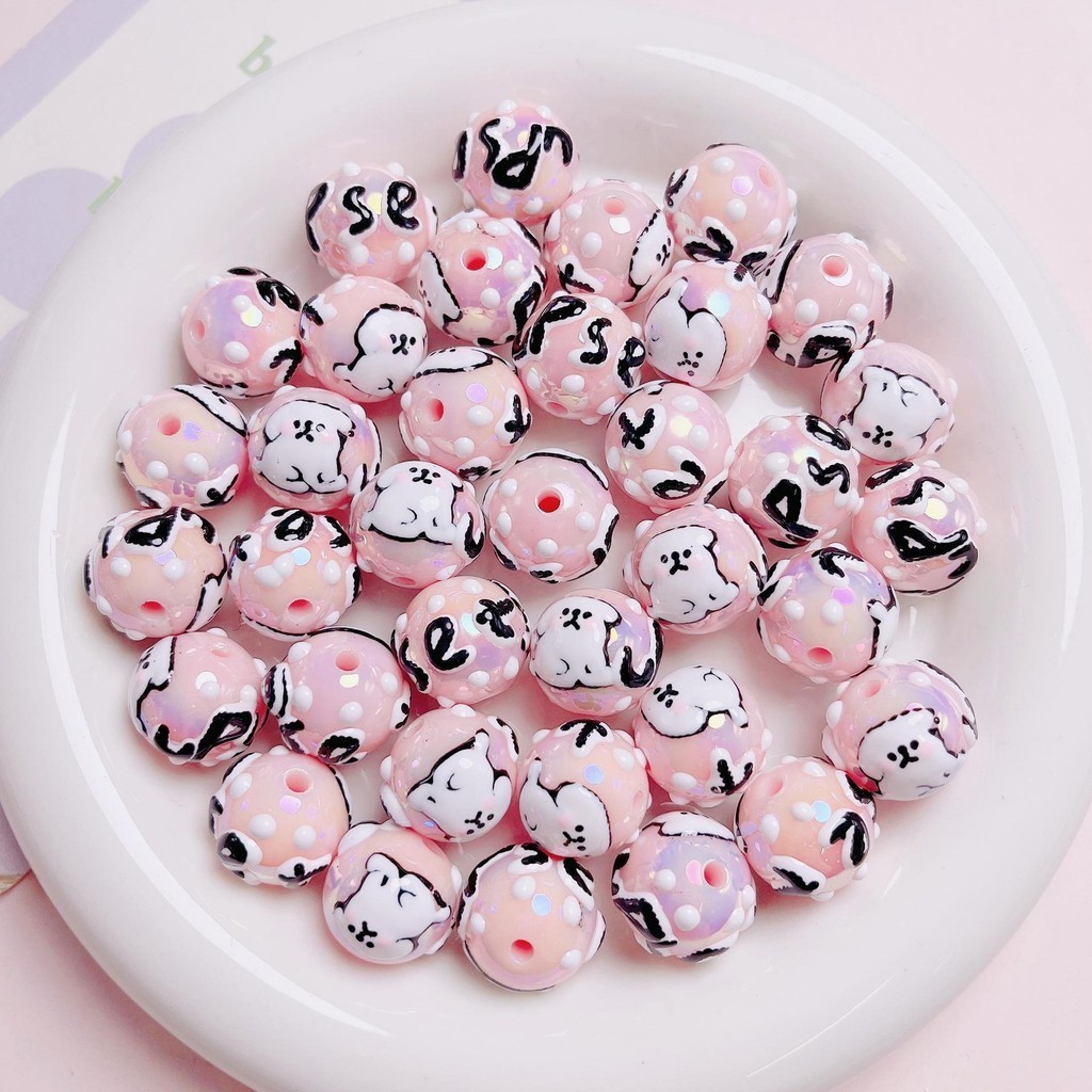5pcs/pack Cute Hand Drawn Beads Cartoon Cute Little Dog DIY Accessories ...
