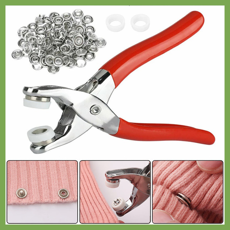 100Set Snap Button Plier Metal Snap Button Set Five-Claw Snap Button ...