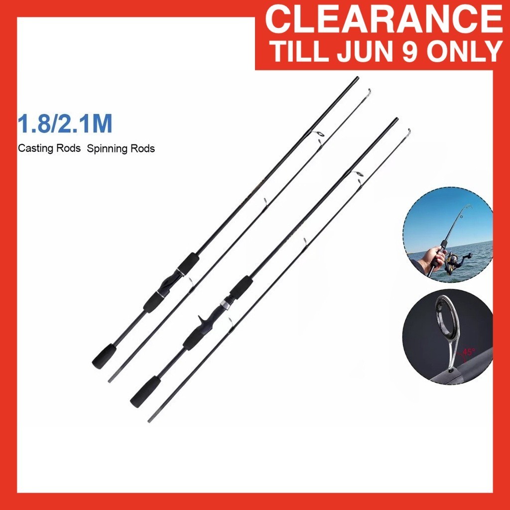 (LIGHT WEIGHT) EW Portable Fishing Rod 1.8/2.1m Carbon Fiber Lightweight Spinning Rods Casting ...