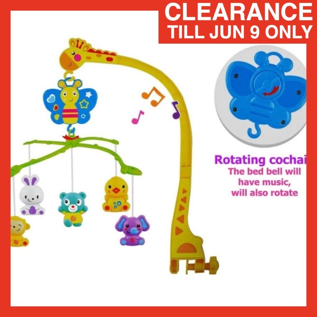 (WITH HANGING TOYS) EW Safe Baby Cot Hanging Toys with Music Bed Bell ...