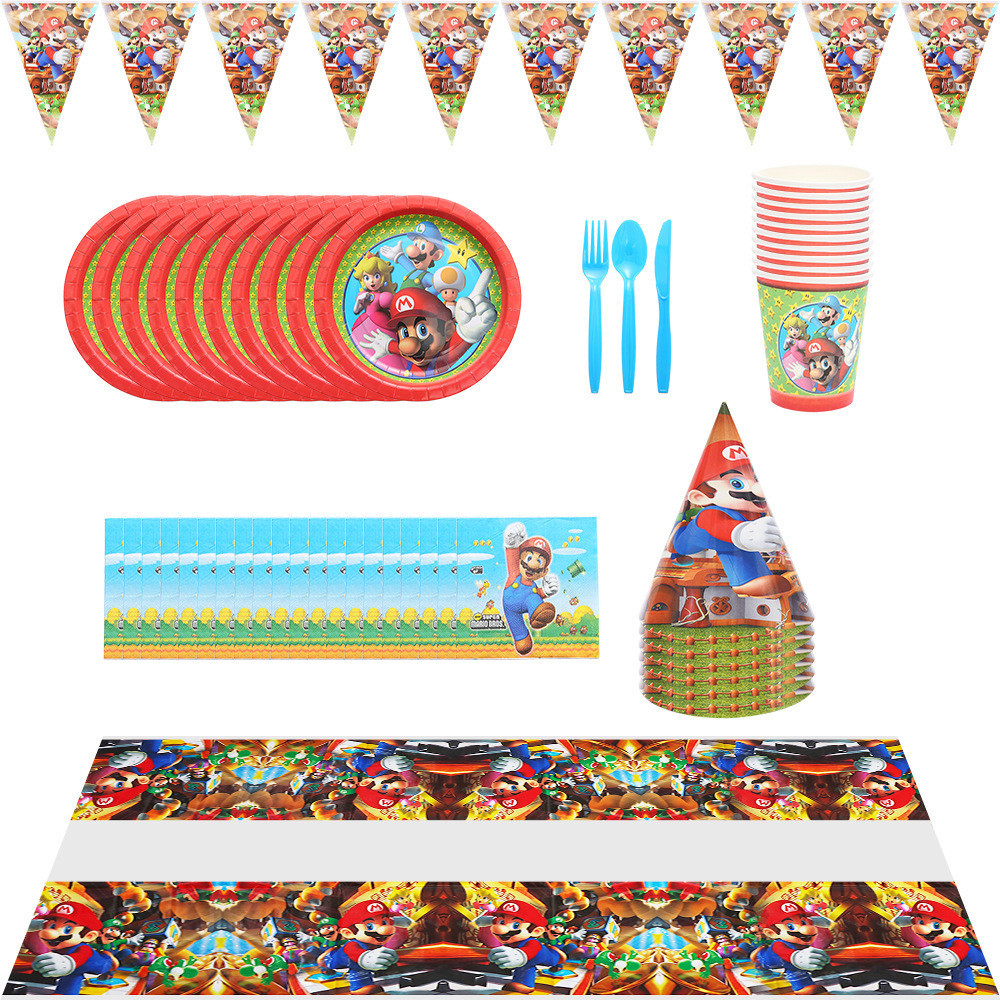 Mario Theme PARTY Set Mario Children Birthday Decoration Disposable ...