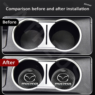 1Pc Mazda Carbon Fiber Round Car Cup Holder Coaster Pad Cup Holder ...
