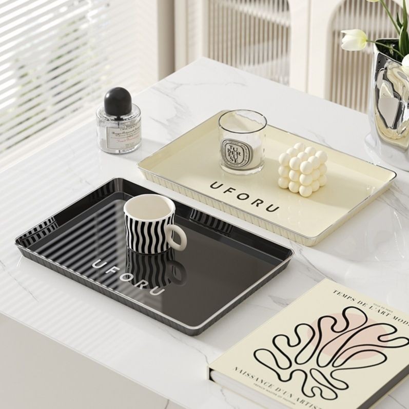Nordic Style Rectangular Plastic Tray Light Luxury Tea Tray Home Living ...