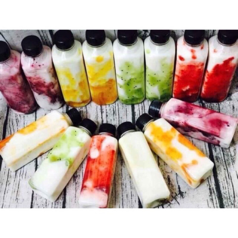 Square plastic bottle for milk tea, plastic bottle with lid 330ml ...