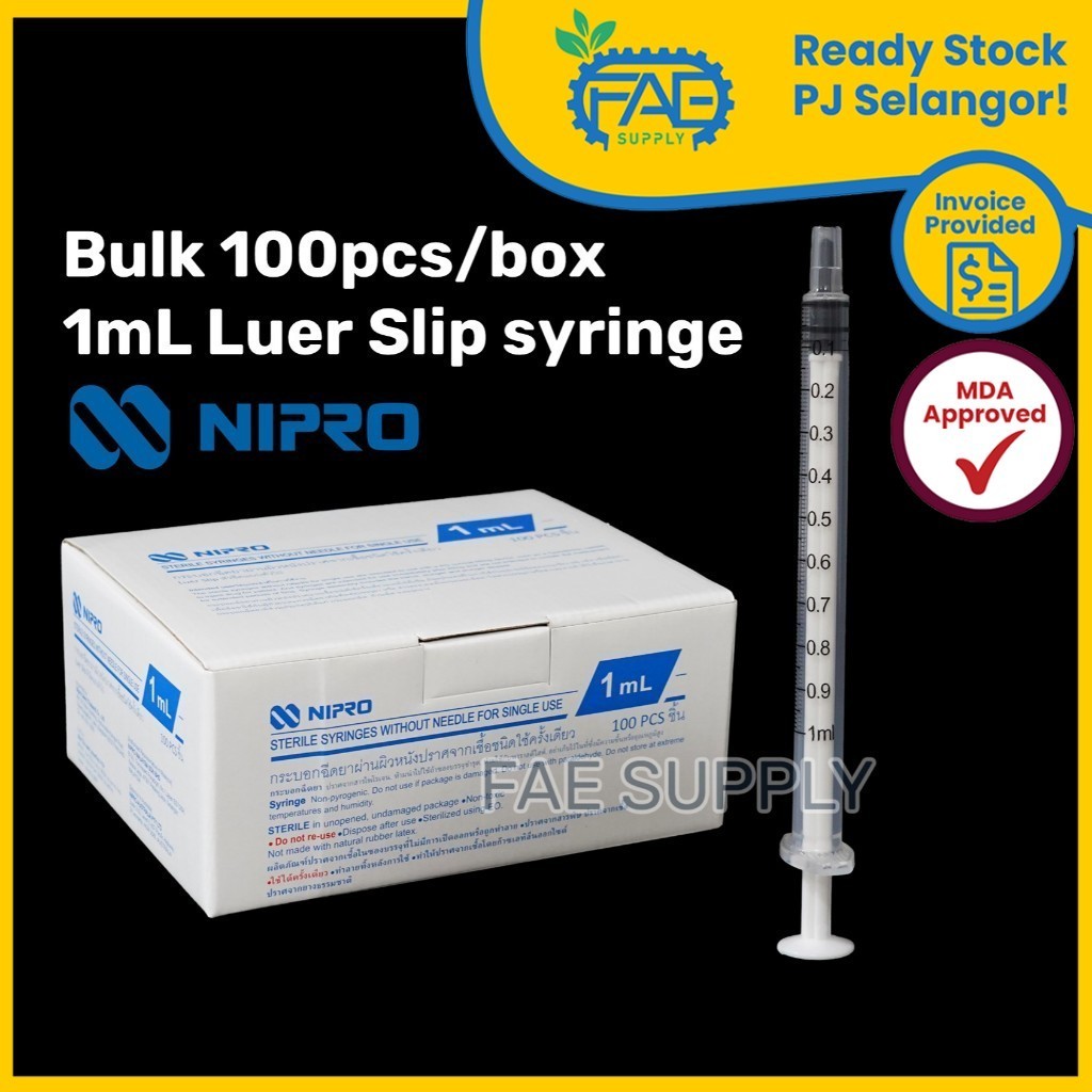 NIPRO Unigloves Syringe 1mL CC MDA sterile box of 100pcs | Shopee Malaysia